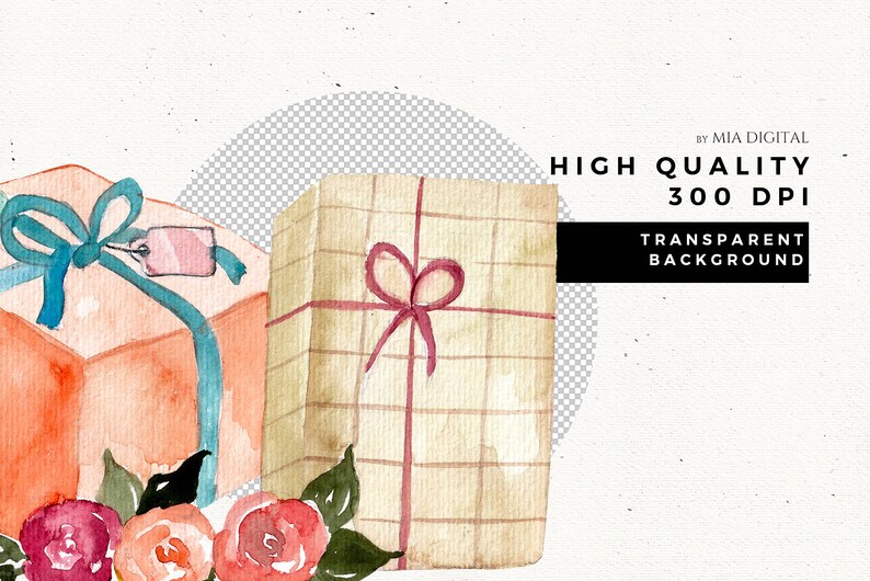 Birthday Presents Watercolor Clipart, Watercolour Birthday Gift Boxes ...