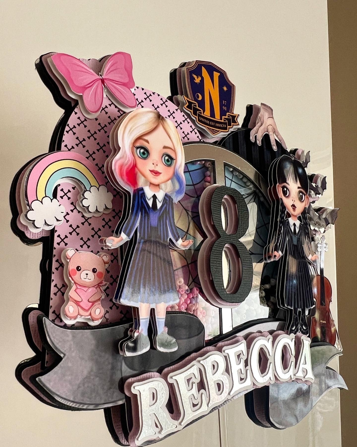 Wednesday Themed Cake Topper Merlina. Cake Topper Shaker With - Etsy