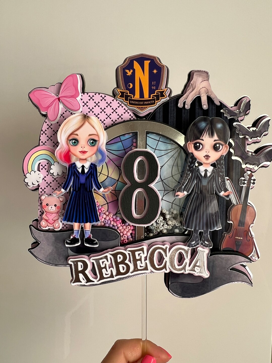 Wednesday Themed Cake Topper Merlina. Cake Topper Shaker With - Etsy