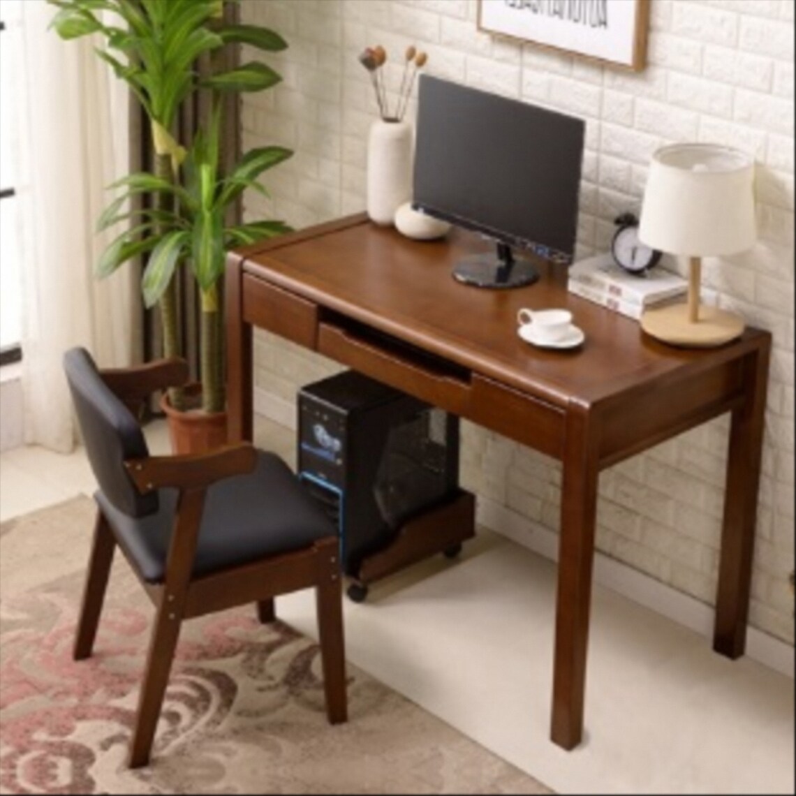 Full solid wood desktop computer desk home bedroom modern | Etsy