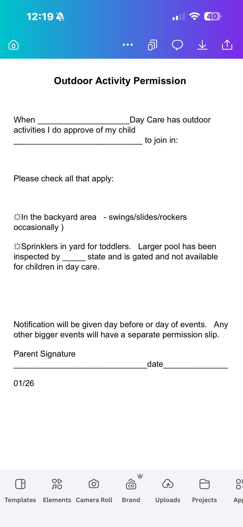 Daycare Parent Handbook Editable Forms Bundle Childcare Contract ...