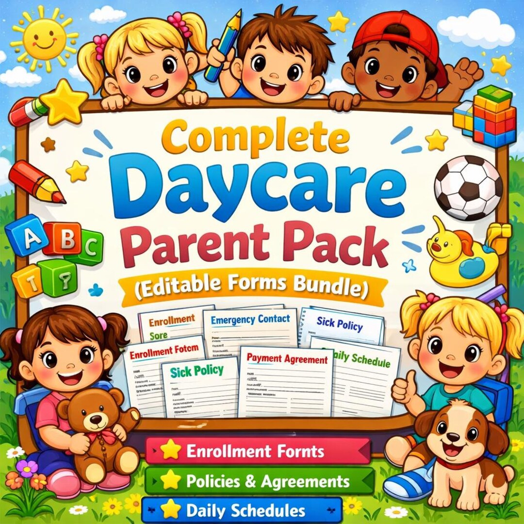 Daycare Parent Handbook Editable Forms Bundle Childcare Contract ...