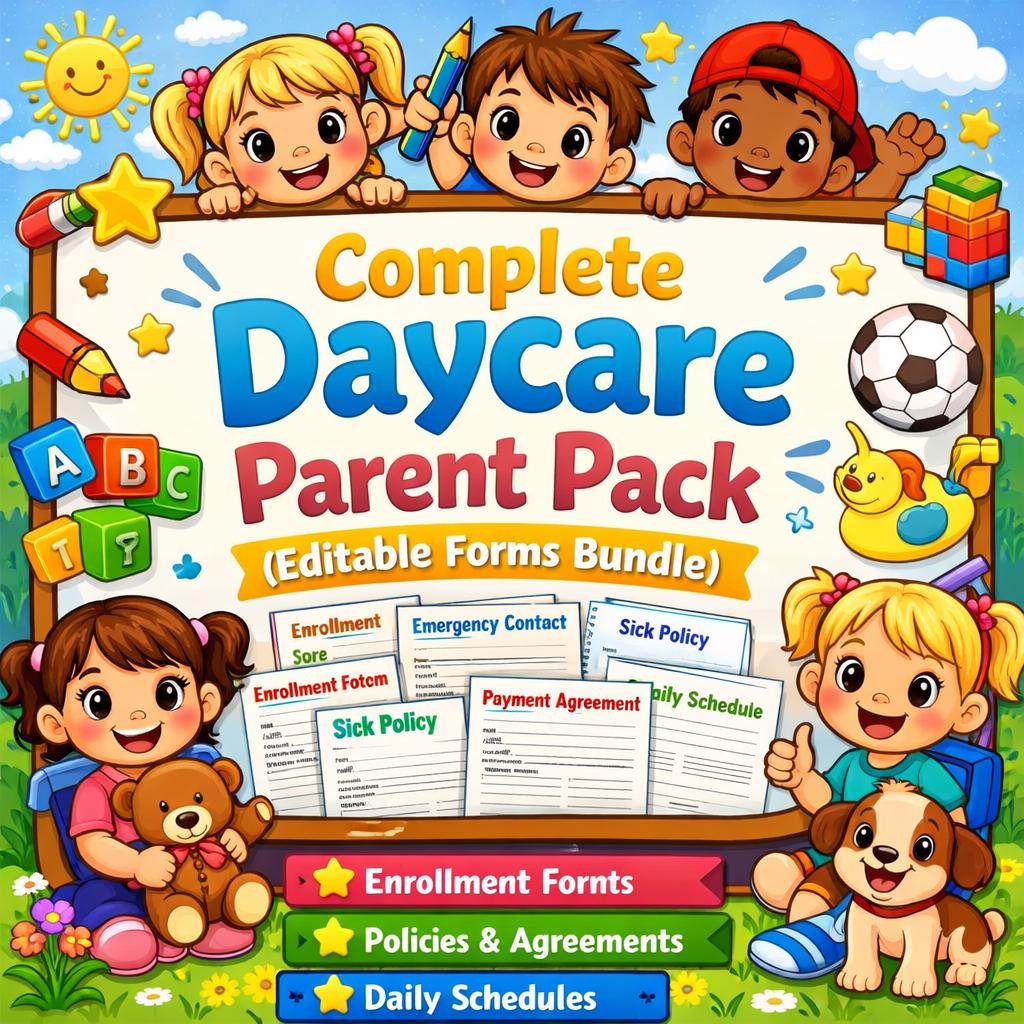 Daycare Parent Handbook Editable Forms Bundle Childcare Contract ...