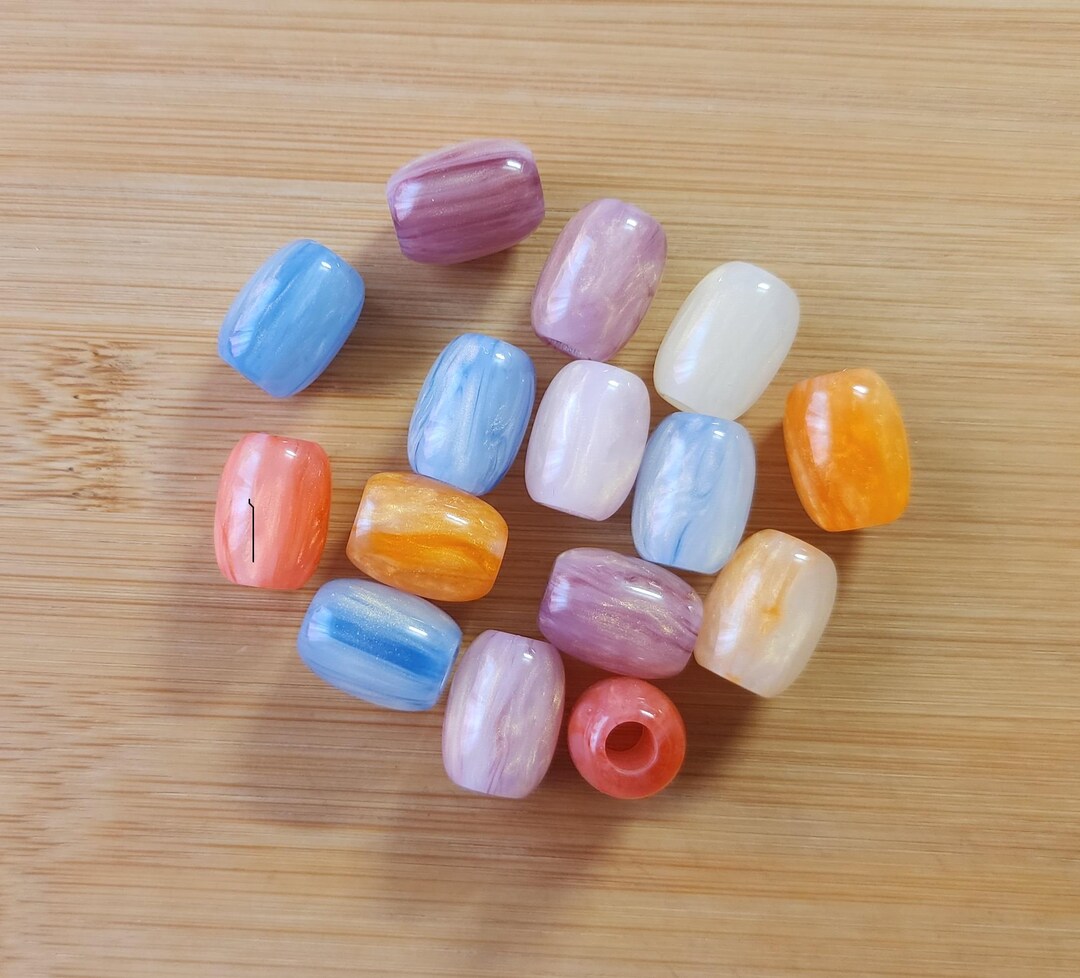 15 Assorted Barrel Resin Loc Bead, Hair Bead, Dread Beads, Dreadloc ...