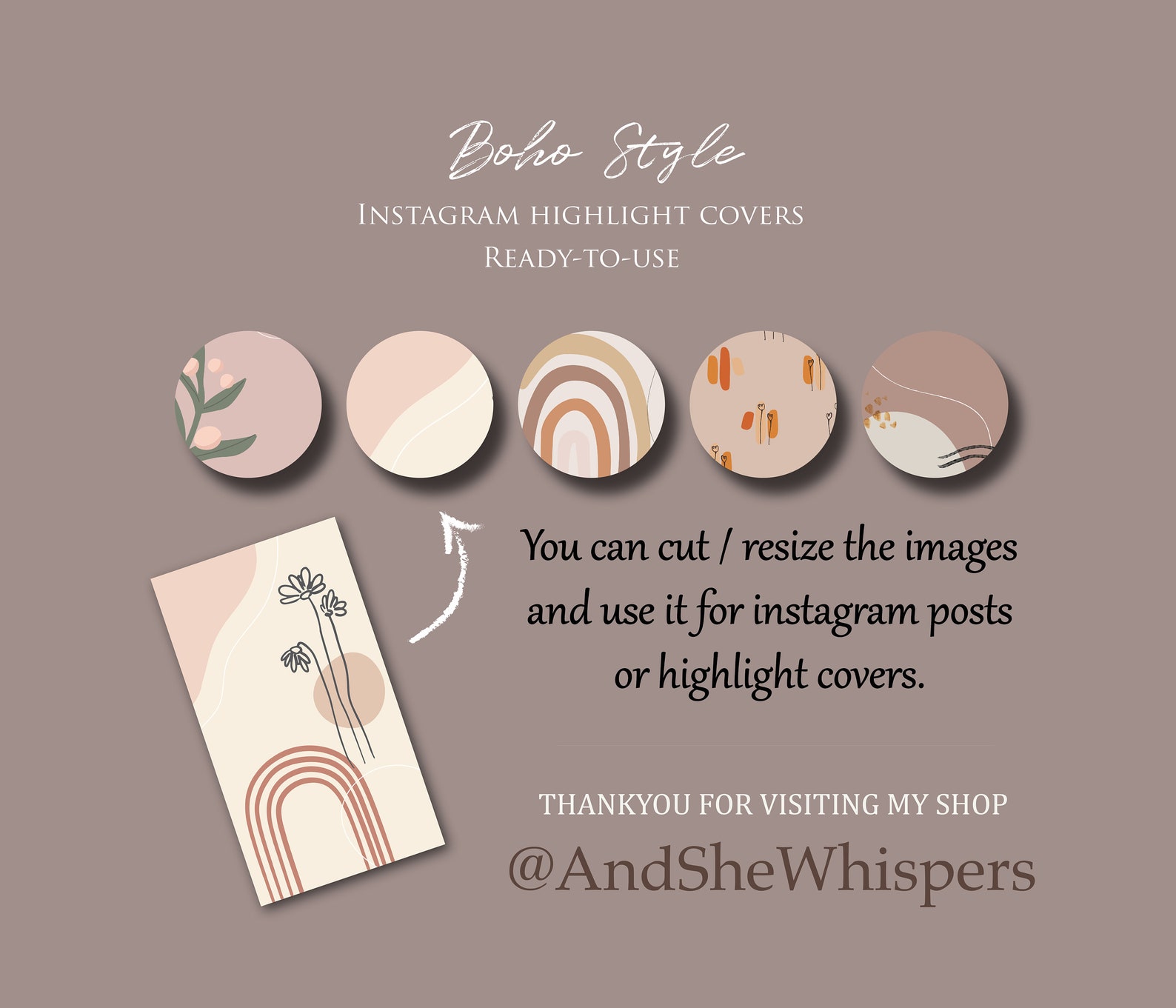 BOHO STORY BACKGROUNDS for Instagram Boho Abstract Style - Etsy