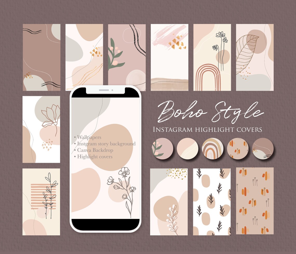 BOHO STORY BACKGROUNDS for Instagram Boho Abstract Style - Etsy