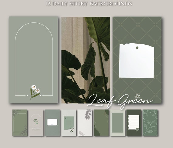DAILY STORY BACKGROUNDS for Instagram Earthy Green Colour | Etsy