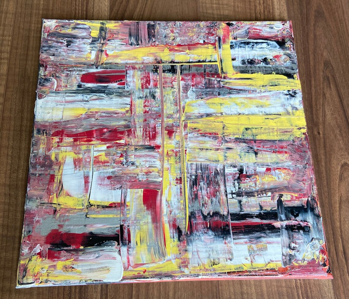 Red, Yellow, White, Abstract Painting - Etsy