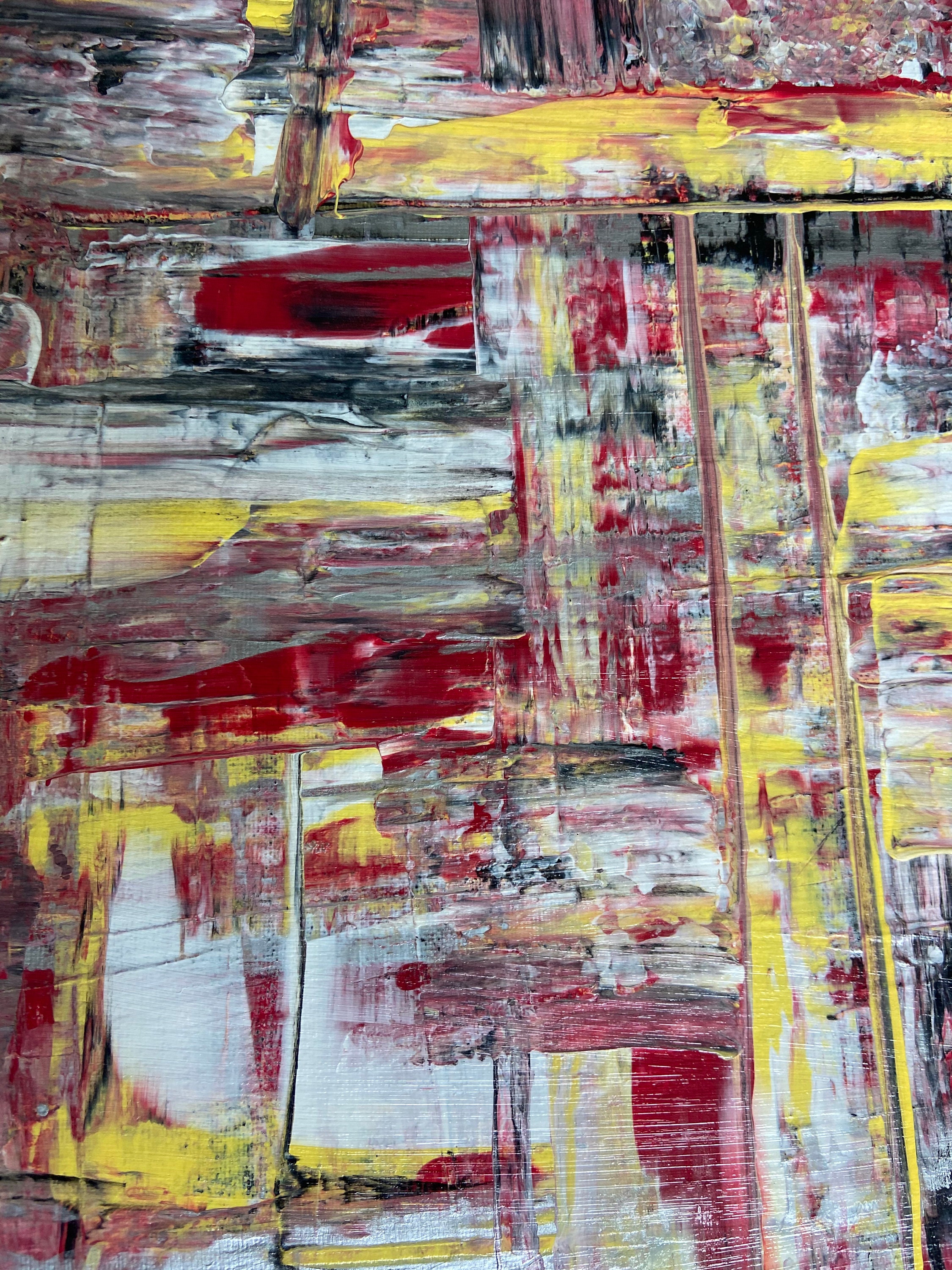 Red, Yellow, White, Abstract Painting - Etsy