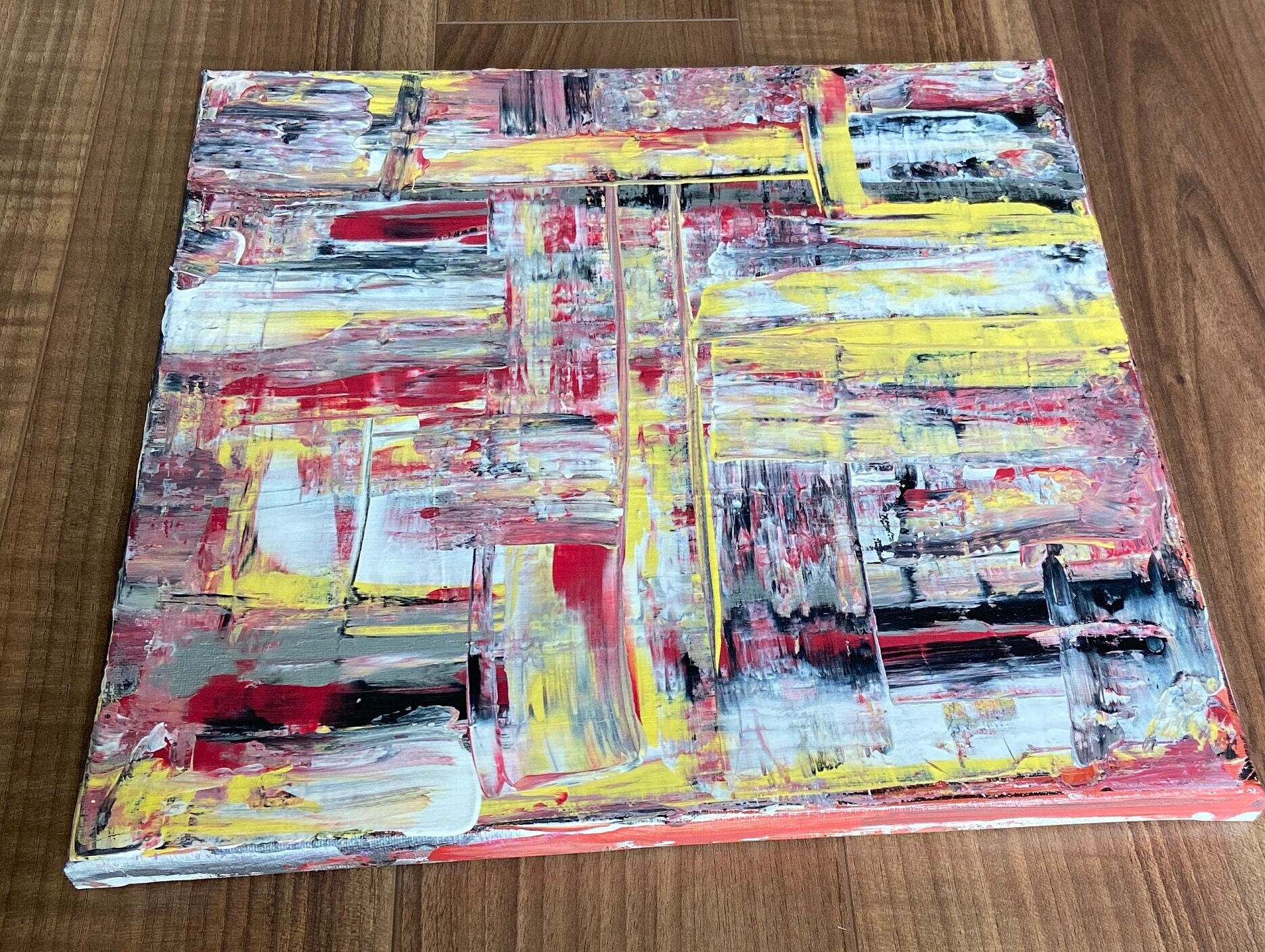 Red, Yellow, White, Abstract Painting - Etsy