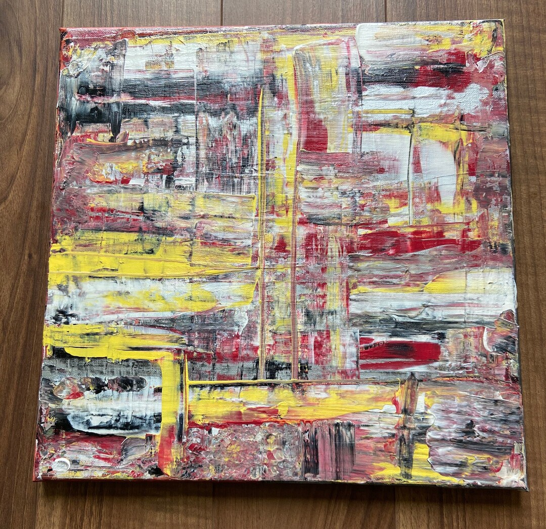 Red, Yellow, White, Abstract Painting - Etsy