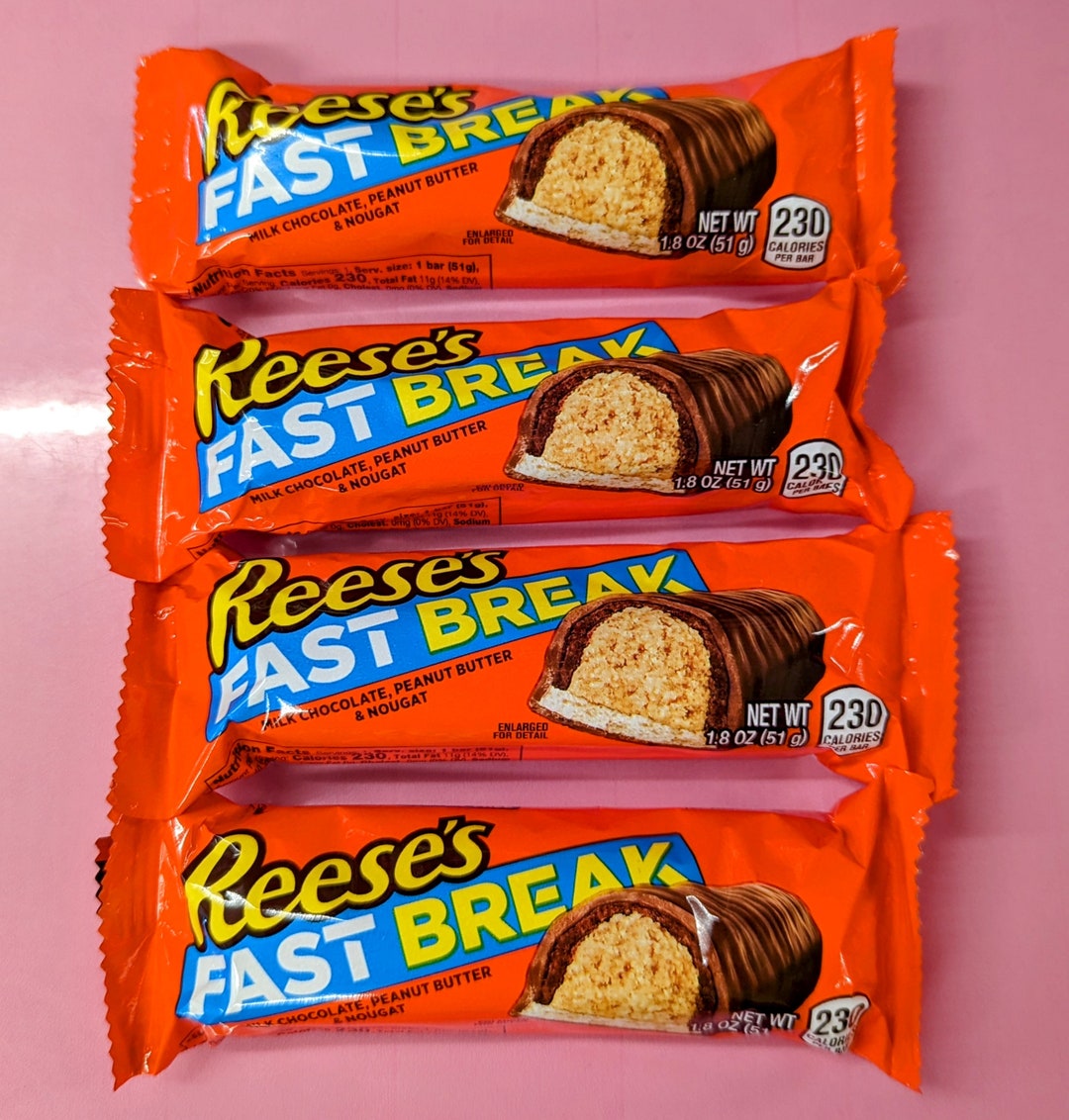 4x Reese's Fast Break Chocolate Bars, Peanut Butter, Nougat 51g per Bar ...