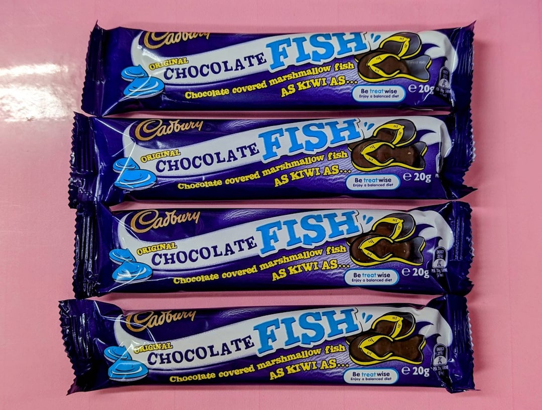 4 Cadbury Original Chocolate Fish Chocolate Bars australian Import 20g ...