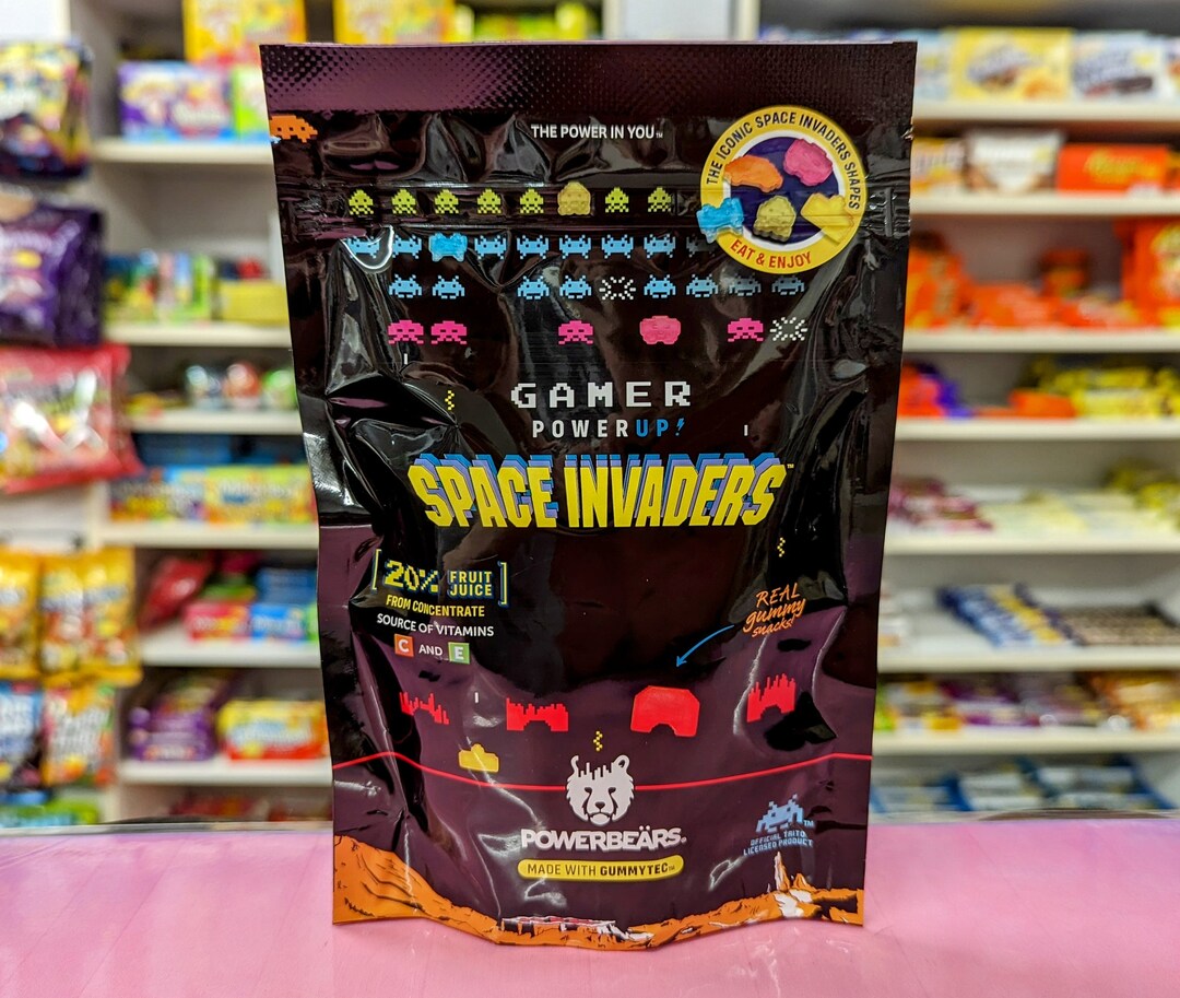 Powerbear Gamer Space Invaders Gummy Snacks. Officially Licensed, Power ...