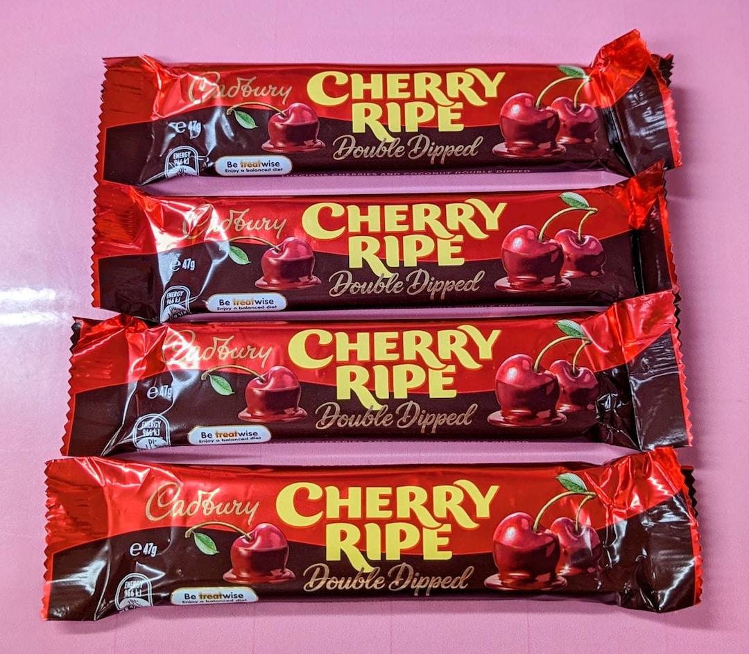 4 Cadbury Double Dipped Cherry Ripe Chocolate Bars australian Import ...