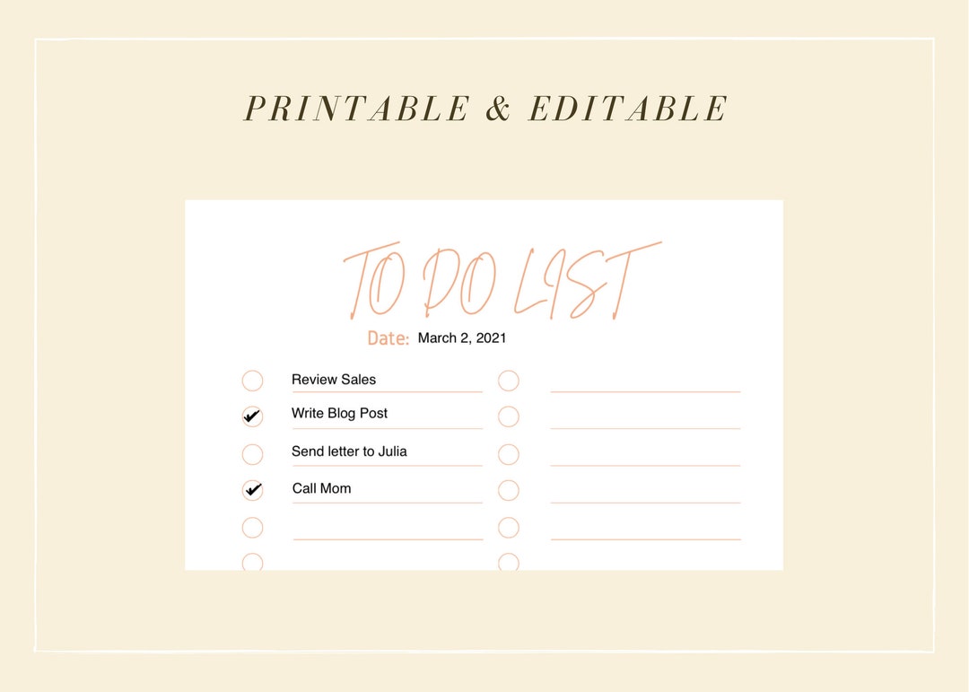 TO DO LIST Editable and Printable - Etsy