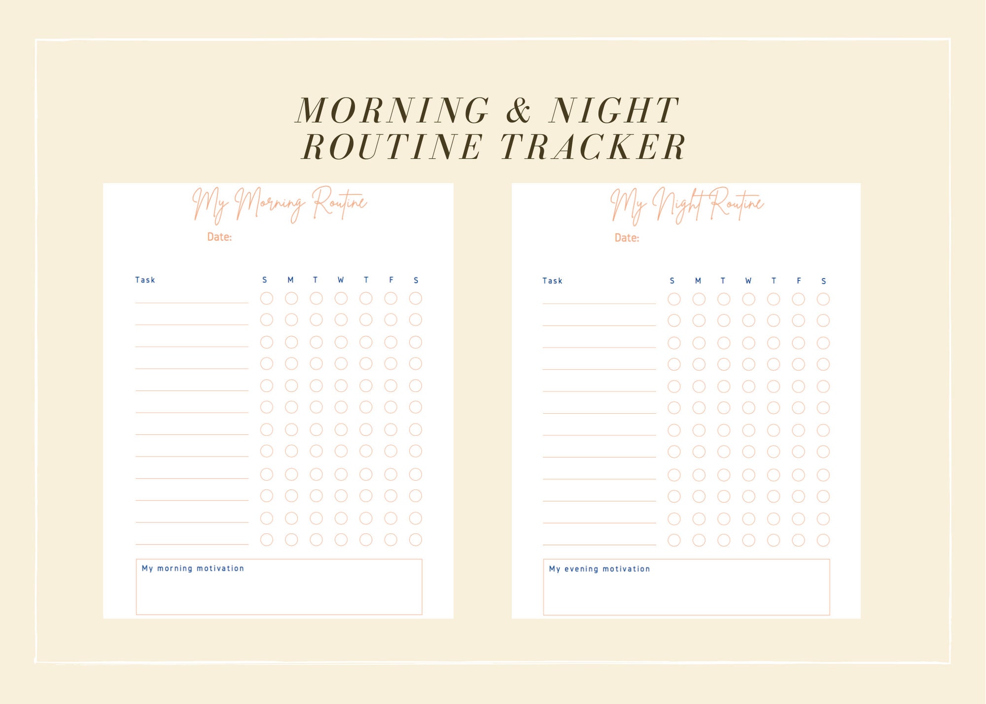 Printable & Editable Morning and Night Routine Tracker - Etsy