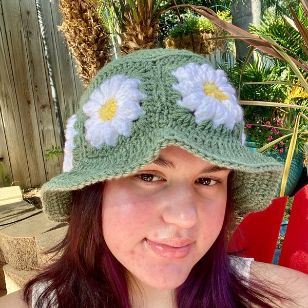 Crochet Hat Flower Etsy