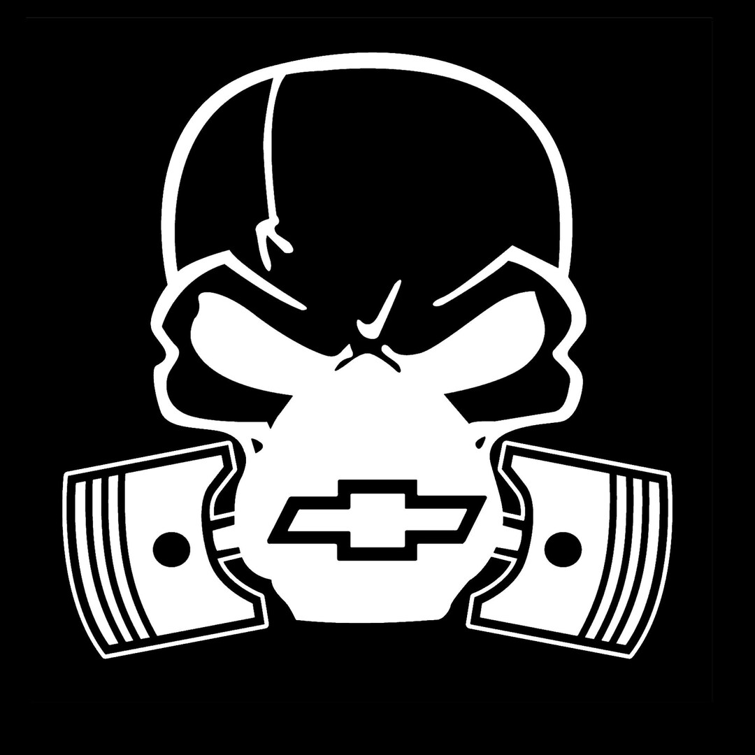 Chevy Skull With Pistons Decal - Etsy