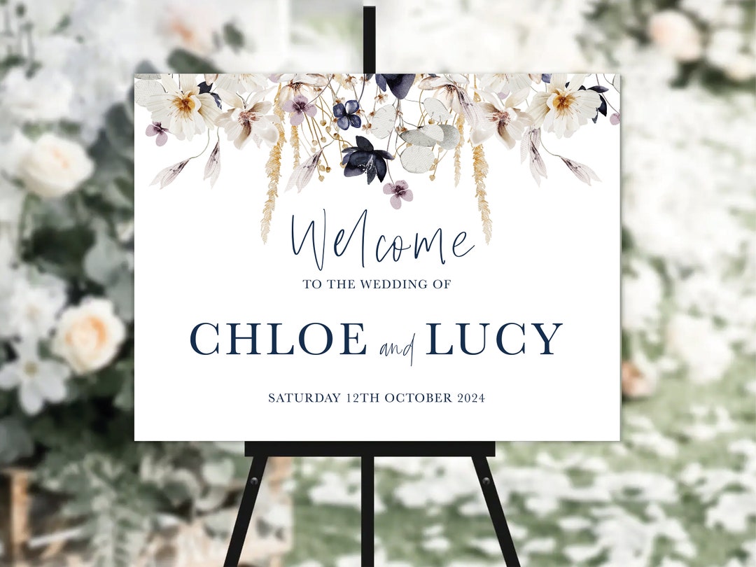 Floral Wedding Sign / Floral Welcome Sign / Wild Flower - Etsy