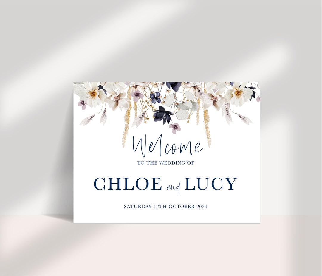 Floral Wedding Sign, Floral Welcome Sign, Wild Flower Welcome Sign ...