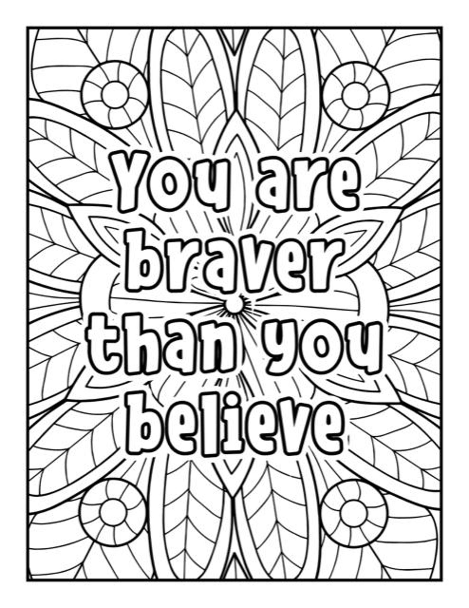 10 PAGE PRINTABLE Coloring Book Positive Affirmations Self Esteem ...
