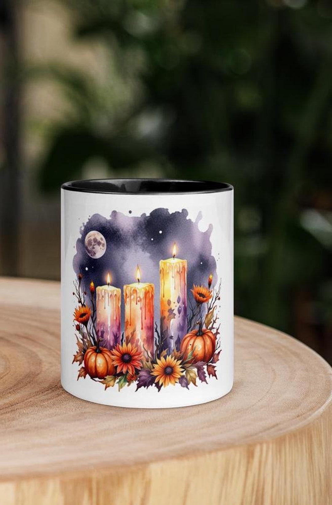 Fall Halloween Mug| Fall Scene Cup|candles & Pumpkin| Spooky Season Mug ...