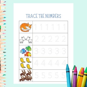PRINTABLE Tracing Numbers Worksheet for Kids, Learning Numbers, Numbers ...