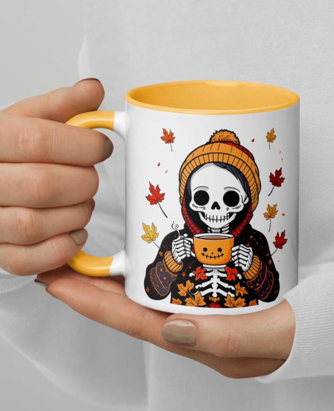 Skeleton Mug Best Halloween Mugs Cute Skeleton Mug Sweater Season Mug ...