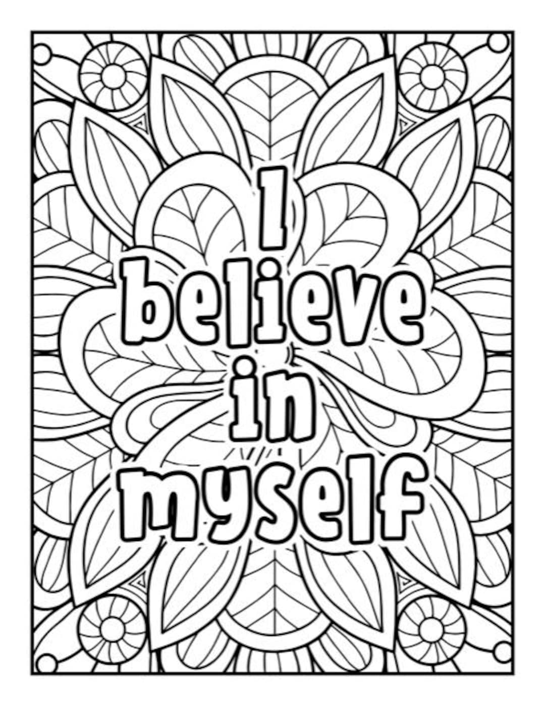 10 PAGE PRINTABLE Coloring Book Positive Affirmations Self Esteem ...
