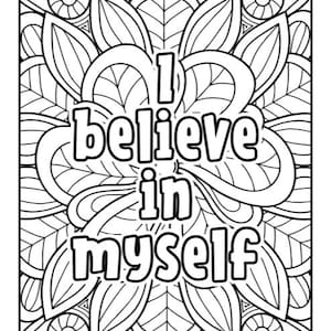 10 PAGE PRINTABLE Coloring Book Positive Affirmations Self Esteem ...