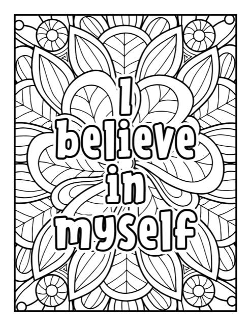 10 PAGE PRINTABLE Coloring Book Positive Affirmations Self Esteem ...