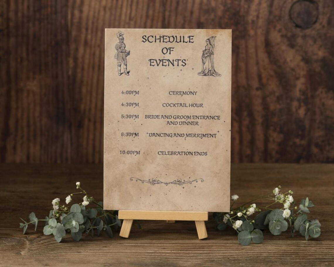 Medieval Fantasy Wedding Schedule of Events Sign - Made to Order - Etsy