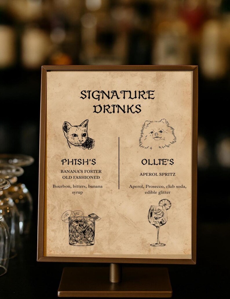 Medieval Pet Signature Drinks Sign - Made to Order - Etsy