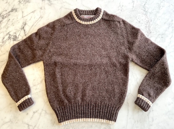 Vintage Brown Shetland Wool Crew Neck Sweater - Gem