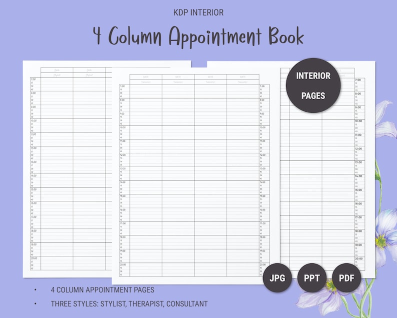 4 Column Appointment Book KDP Template KDP Interiors | Etsy