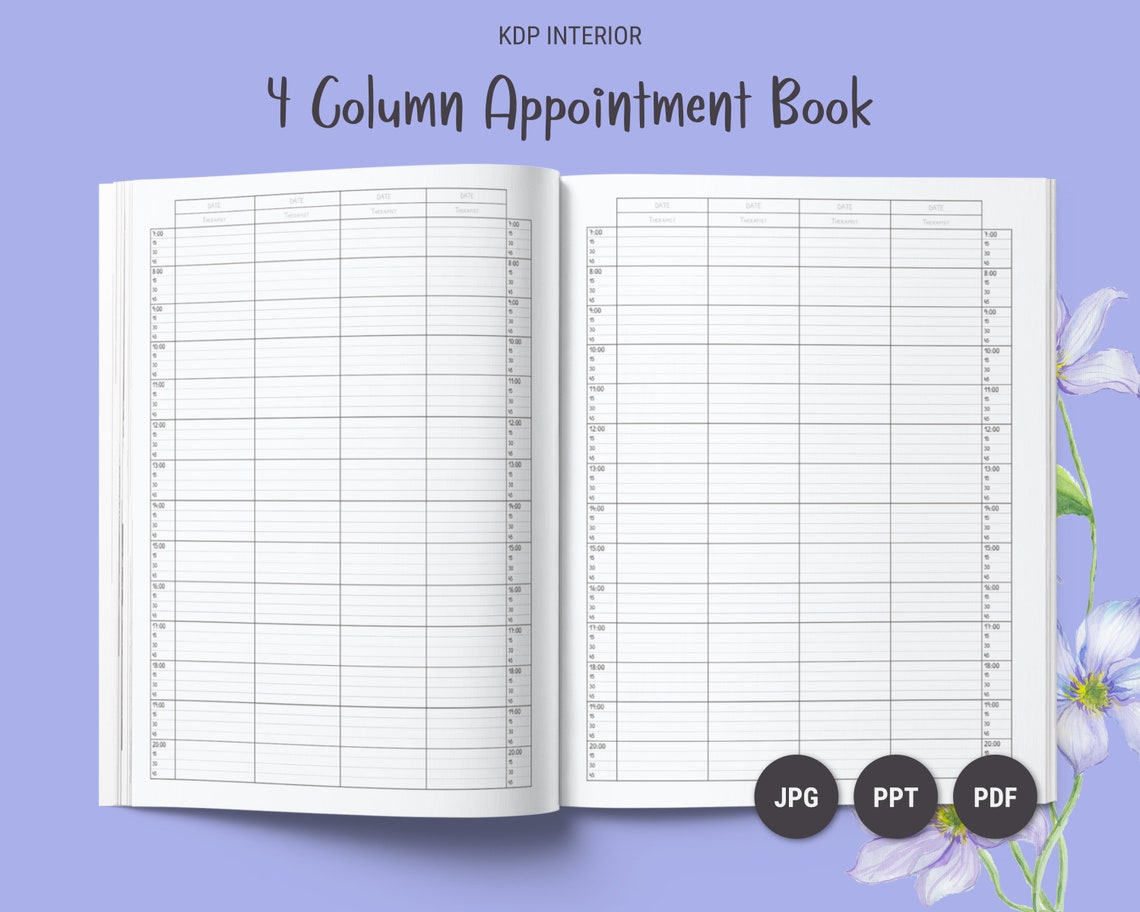 4 Column Appointment Book KDP Template KDP Interiors | Etsy