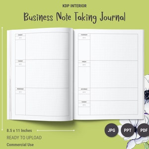 Small Business Note Taking Journal KDP Template KDP Interiors Printable ...