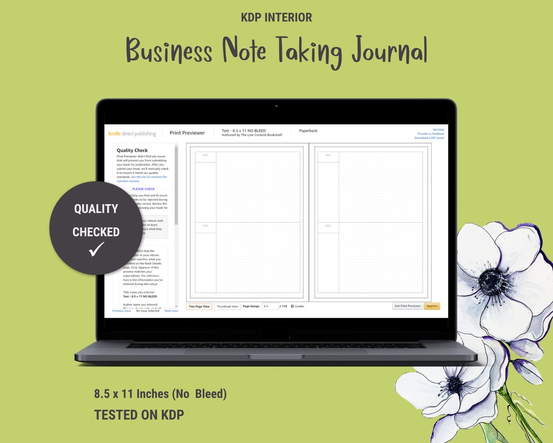 Small Business Note Taking Journal KDP Template KDP Interiors Printable ...