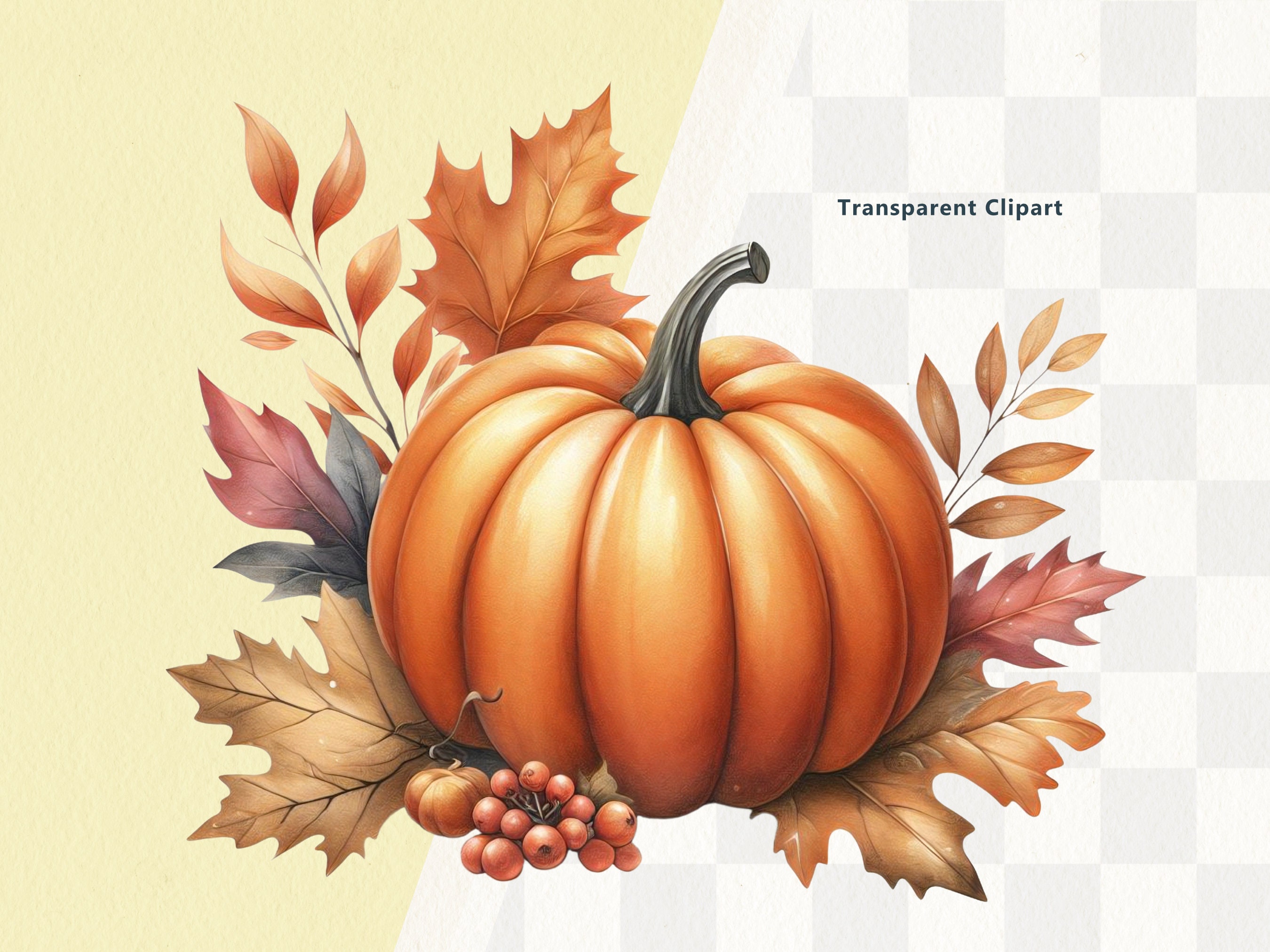 Fall Pumpkin Clipart Pumpkin Clipart Transparent PNG - Etsy