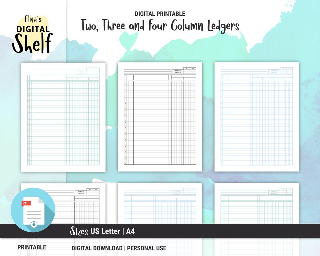 Printable Accounting Ledger for Small Business, Column Ledger Paper ...