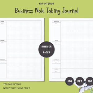 Small Business Note Taking Journal KDP Template KDP Interiors Printable ...