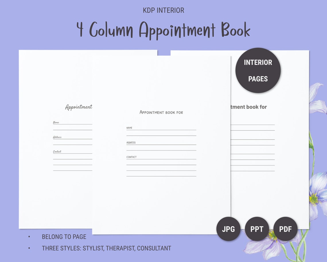 4 Column Appointment Book KDP Template KDP Interiors - Etsy