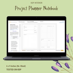 Project Planner KDP Template KDP Interiors Printable Planner Size 6 X 9 ...