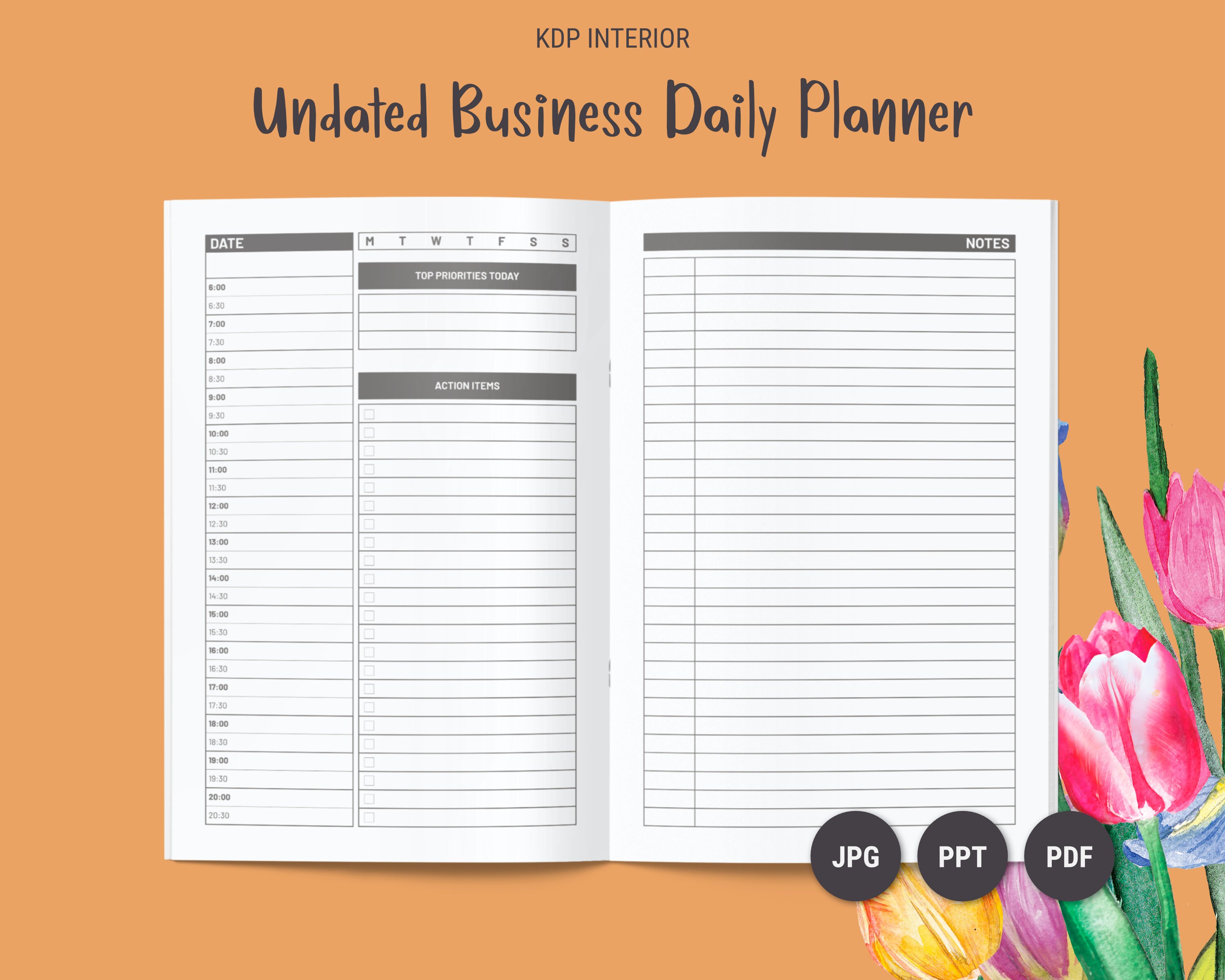 Undated Daily Small Business Planner KDP Template KDP Interiors ...