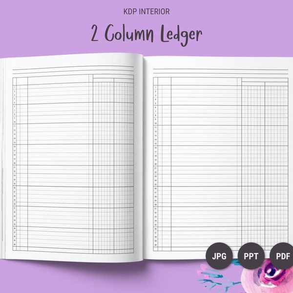 Printable 2 Column Ledger - Etsy