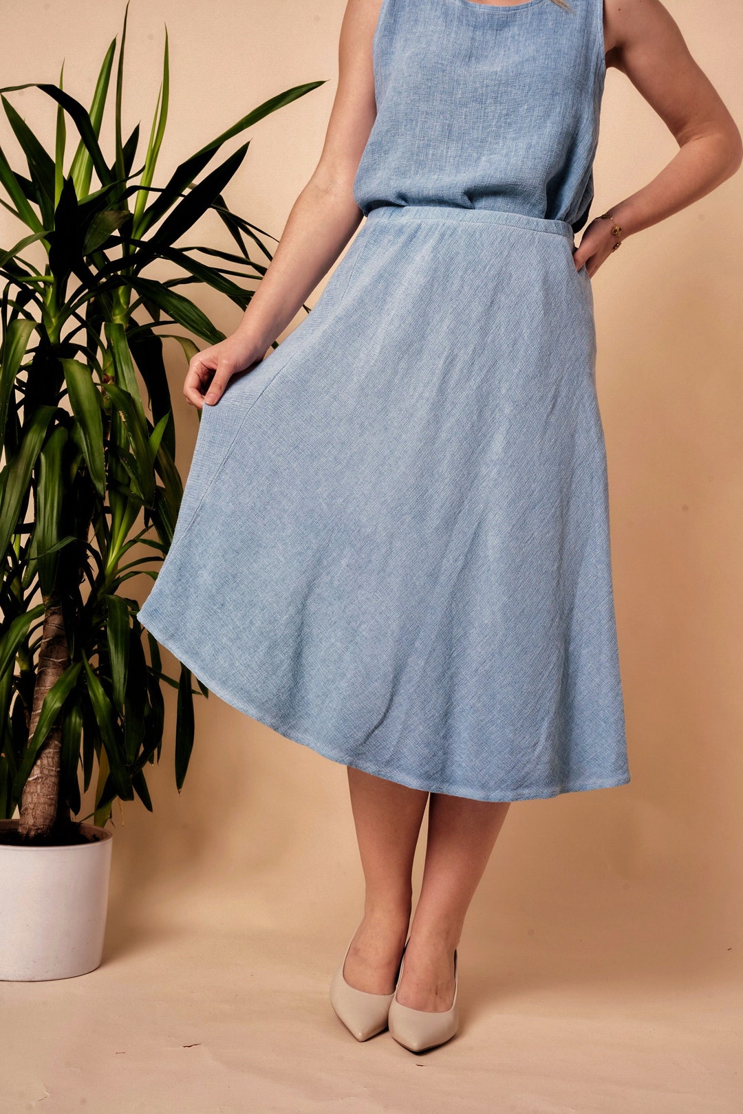Crushed Linen A-line Skirt - Etsy