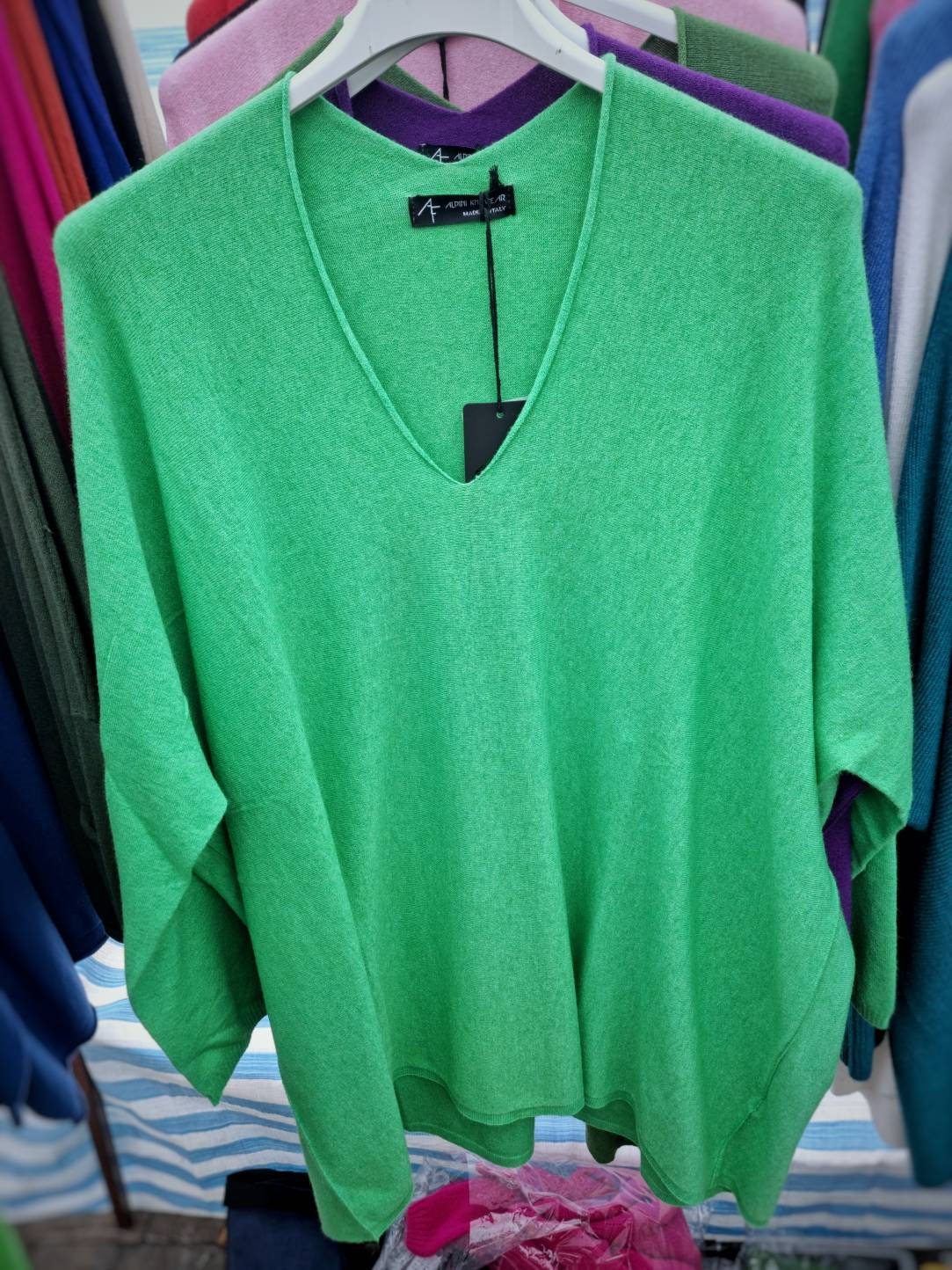 Super Soft Baggy Fine Knit Jumper With V-neck by Alpini (made in Italy ...