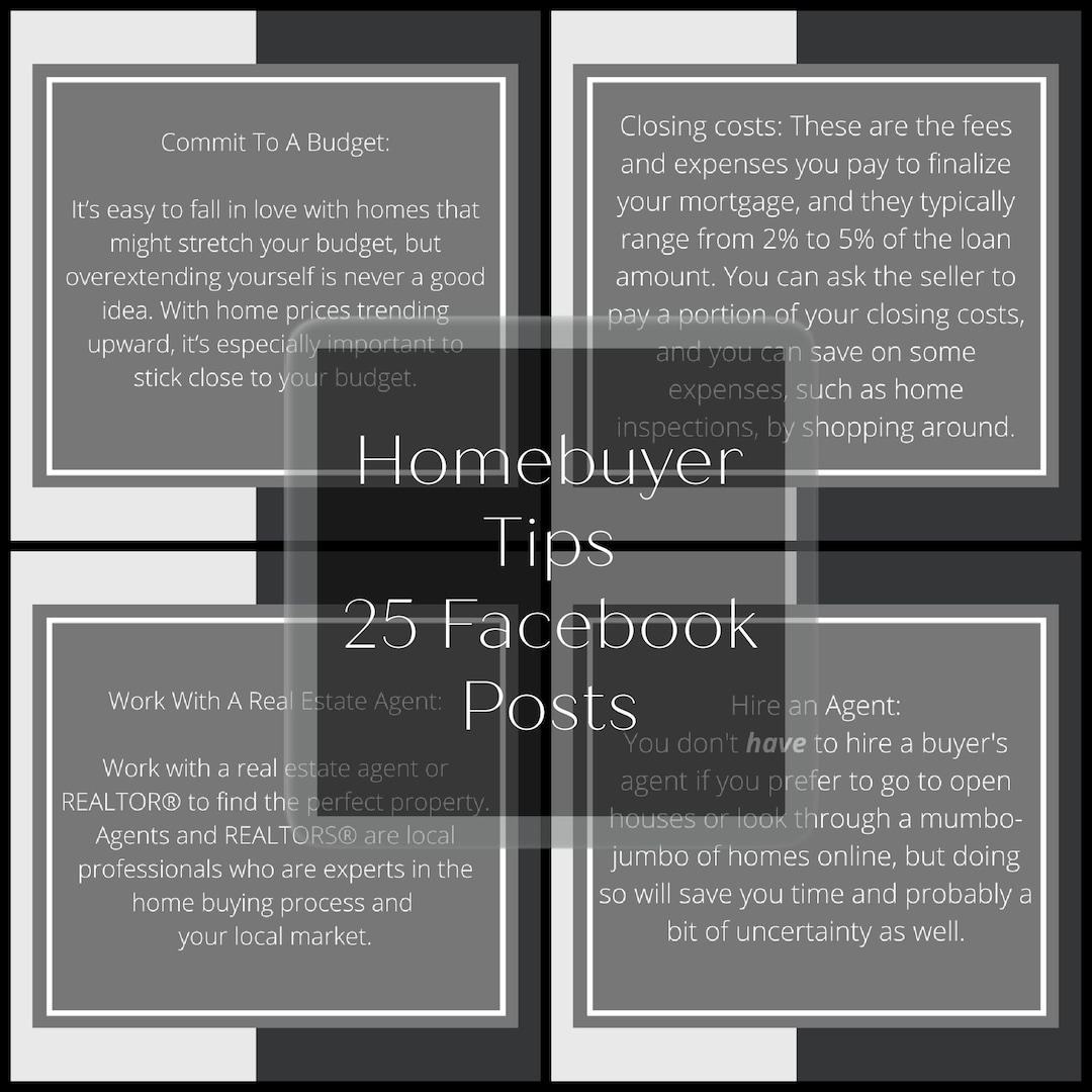 25 Facebook Posts - Homebuyer Tips - Etsy UK