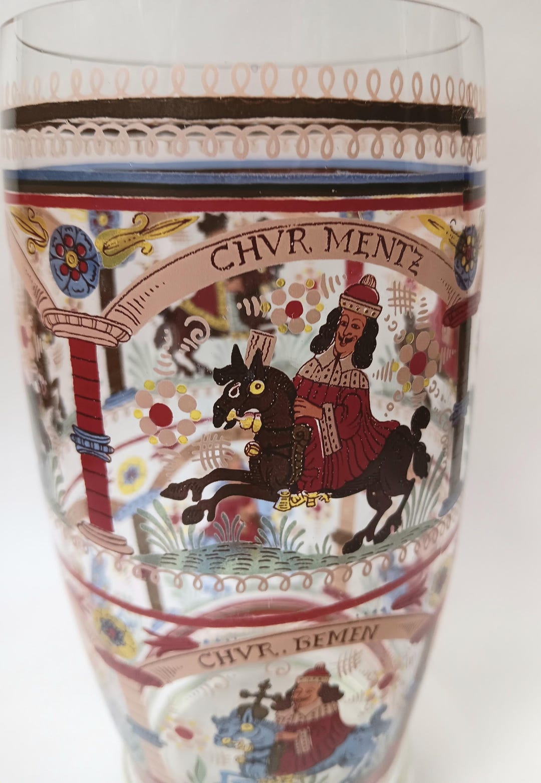 Antique German Biedermeier Glass Beaker With Painted Depictions of ...
